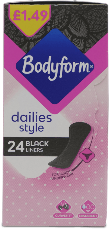 Buy Bodyform Dailies Style Black 24 Liners | Best prices online | UK Meds